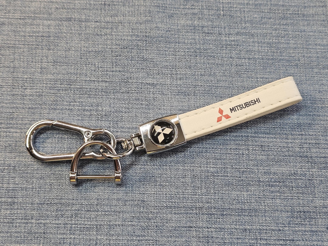 Mitsubishi Keychain Leather Lanyard Keyring Logo Car Accessories Gift ...