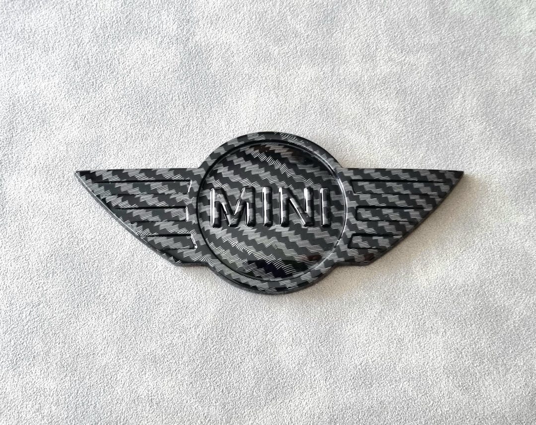 Mini Cooper Logo Emblem Carbon Bonnet Hood Badge Sticker Jcw Mini One ...