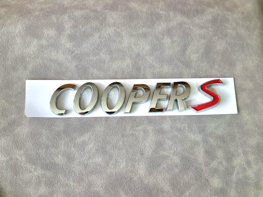 Cooper S Emblem Sticker Logo Silver Rear Trunk Badge Lettering Car ...