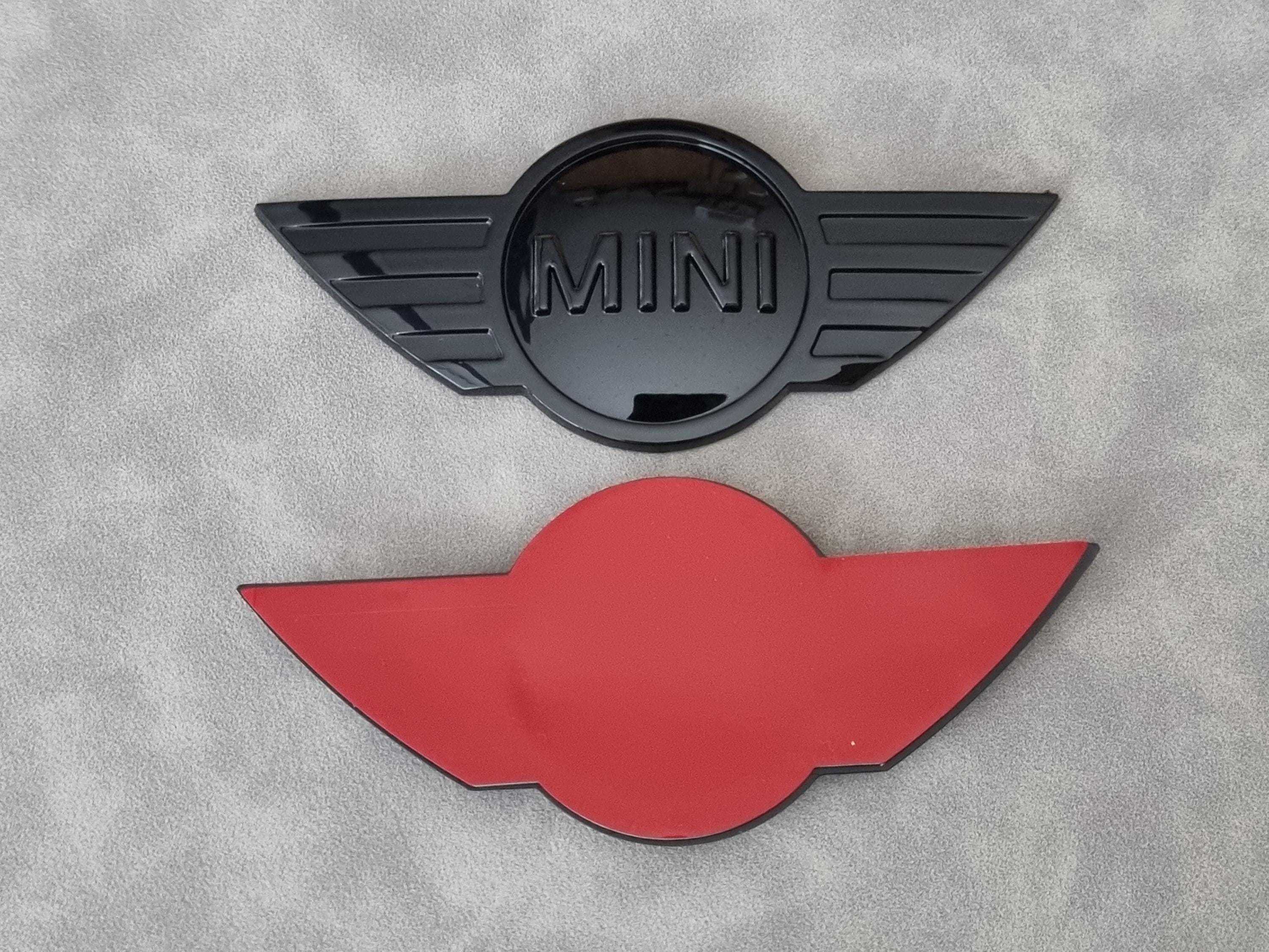 2pcs Mini Cooper Logo Emblem 11.5x5cm Glossy Black Bonnet Hood Badge ...