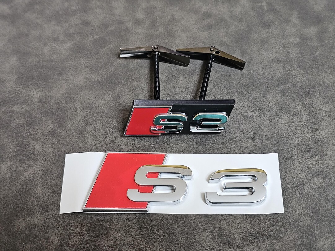 S3 Badge Front Grille Logo Silver + S3 Emblem Tailgate Rear Trunk ...