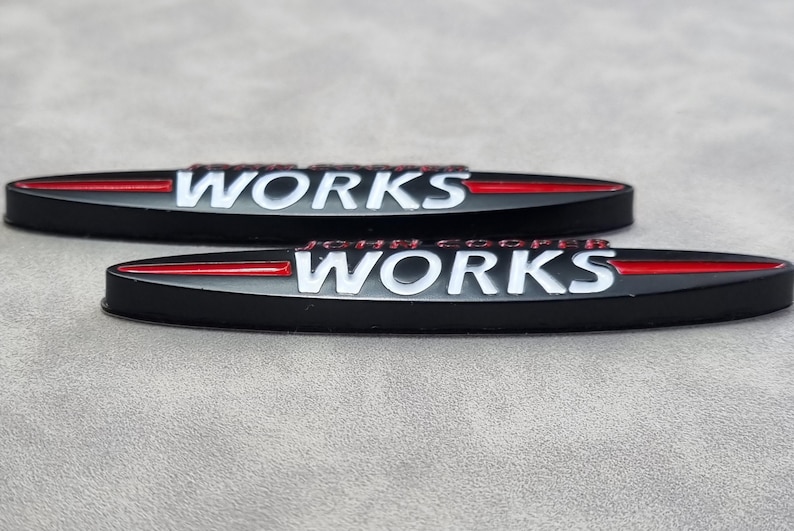 JCW John Cooper Works Wing Emblem Logo Black 2pcs Side Fender Badge ...