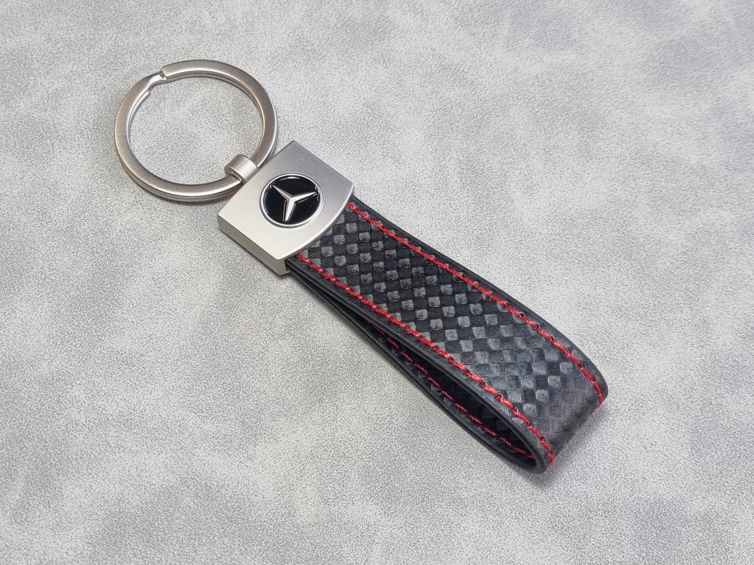 Mercedes Benz Keychain Leather Carbon Keyring Logo Car Accessories Gift ...