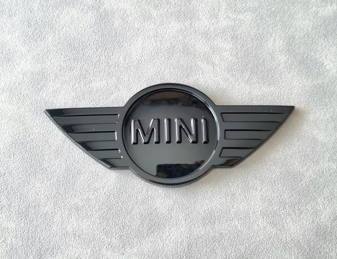 Mini Cooper Logo Emblem Glossy Black Bonnet Hood Badge Sticker Jcw Mini ...