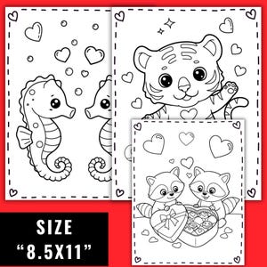 Printable Valentine's Day Forest Animals Coloring Pages, Valentines Day ...
