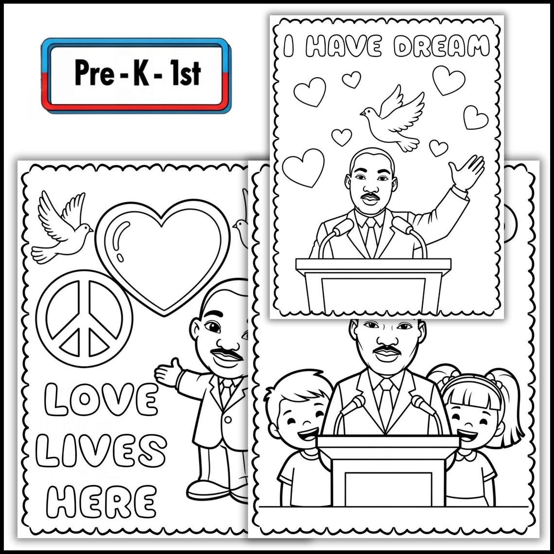 Martin Luther King Jr Day Printable Coloring Pages | MLK Pre-k to 1st ...