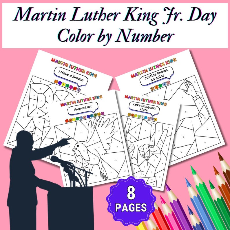 Martin Luther King Day Color by Numbers Pages, MLK Color by Number ...