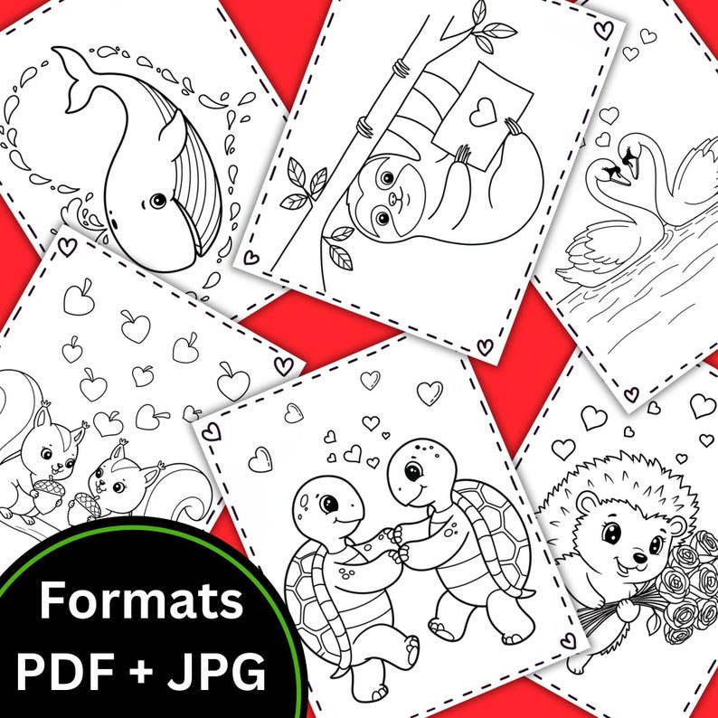 Printable Valentine's Day Forest Animals Coloring Pages, Valentines Day ...