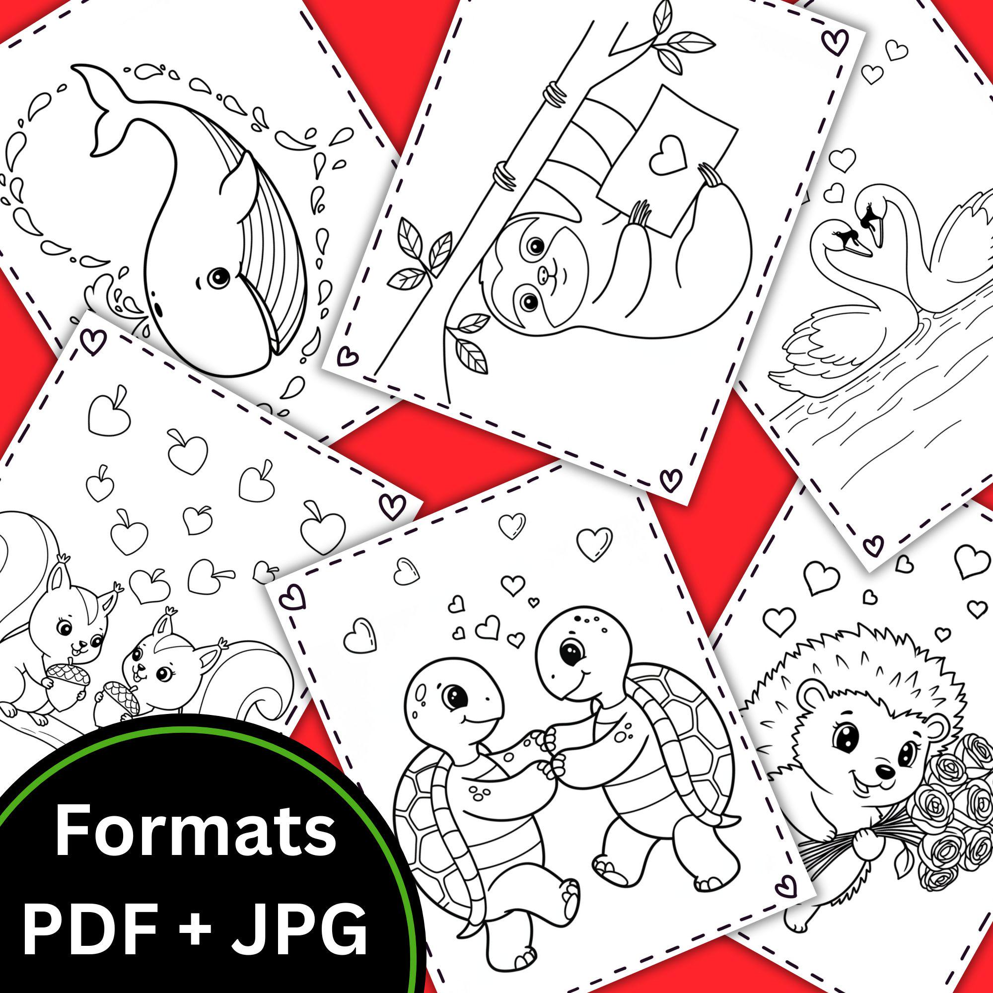 Printable Valentine's Day Forest Animals Coloring Pages, Valentines Day ...