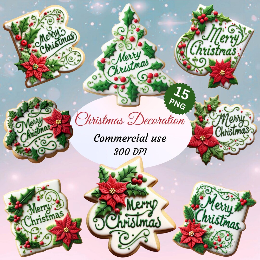 Gingerbread Cookie Themed Design Christmas Clipart, Festive Christmas ...
