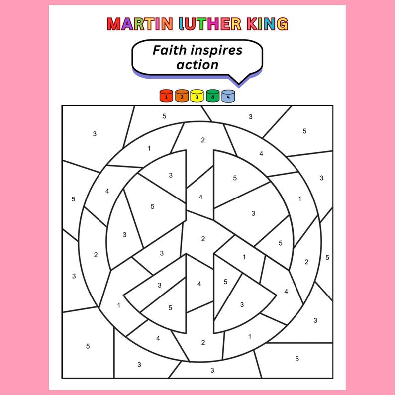 Martin Luther King Day Color by Numbers Pages, MLK Color by Number ...