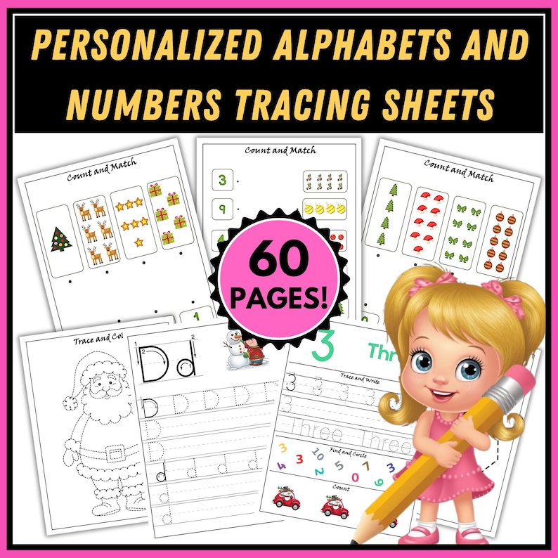 Personalized Alphabets and Numbers Tracing Sheets,customized Tracing ...