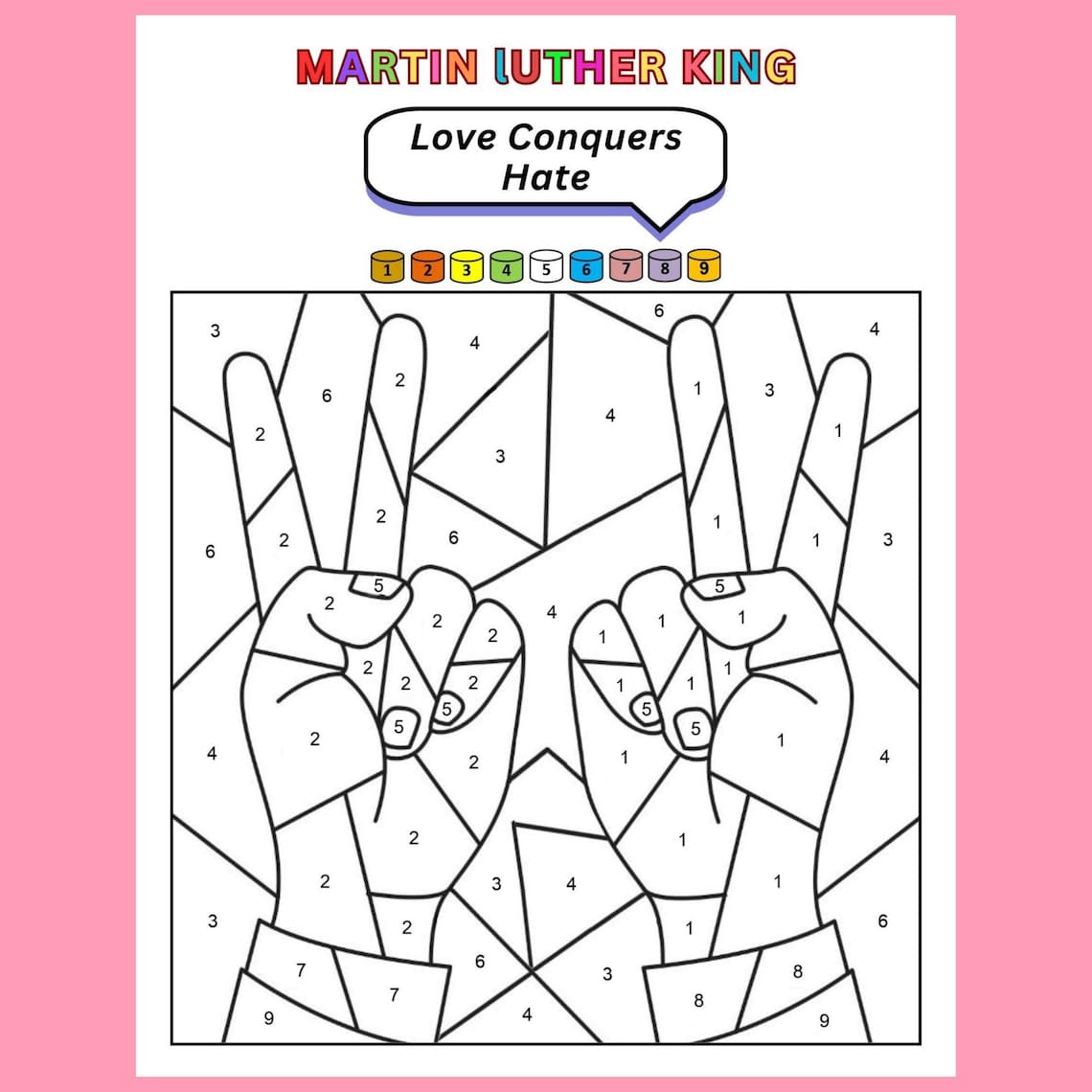 Martin Luther King Day Color by Numbers Pages, MLK Color by Number ...