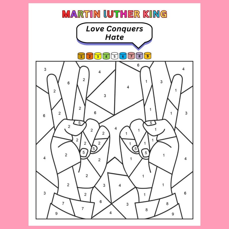 Martin Luther King Day Color by Numbers Pages, MLK Color by Number ...