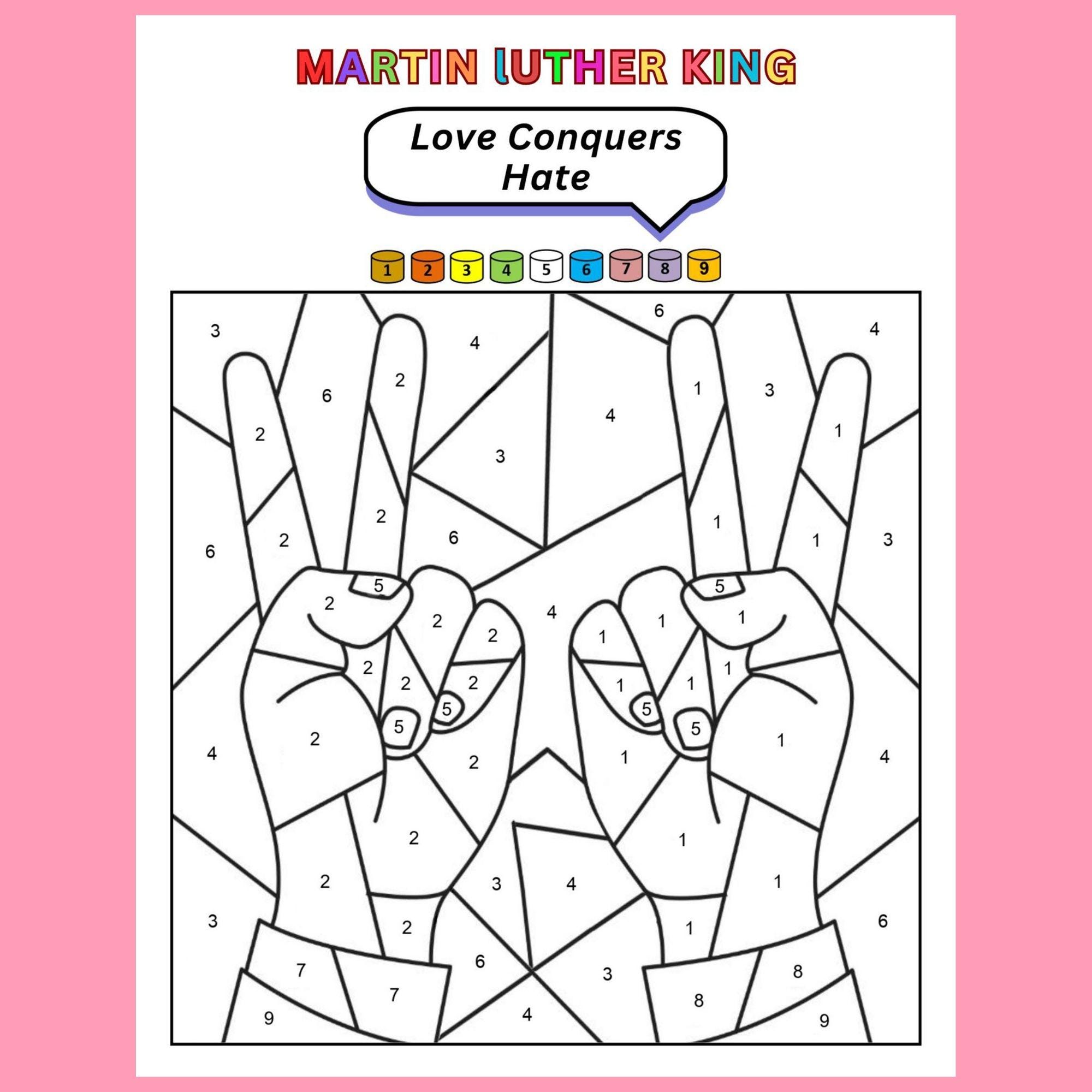 Martin Luther King Day Color by Numbers Pages, MLK Color by Number ...