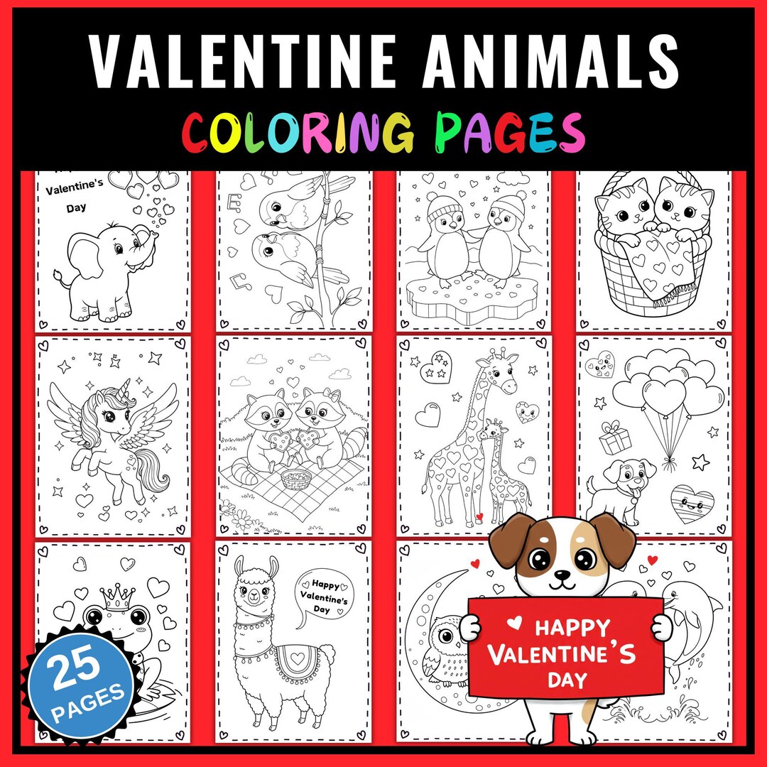 Printable Valentine's Day Forest Animals Coloring Pages, Valentines Day ...