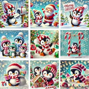 Merry Christmas Cozy Penguin Clipart, Festive Winter 35 Penguin Clipart ...