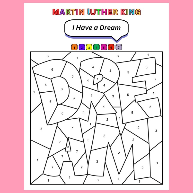 Martin Luther King Day Color by Numbers Pages, MLK Color by Number ...