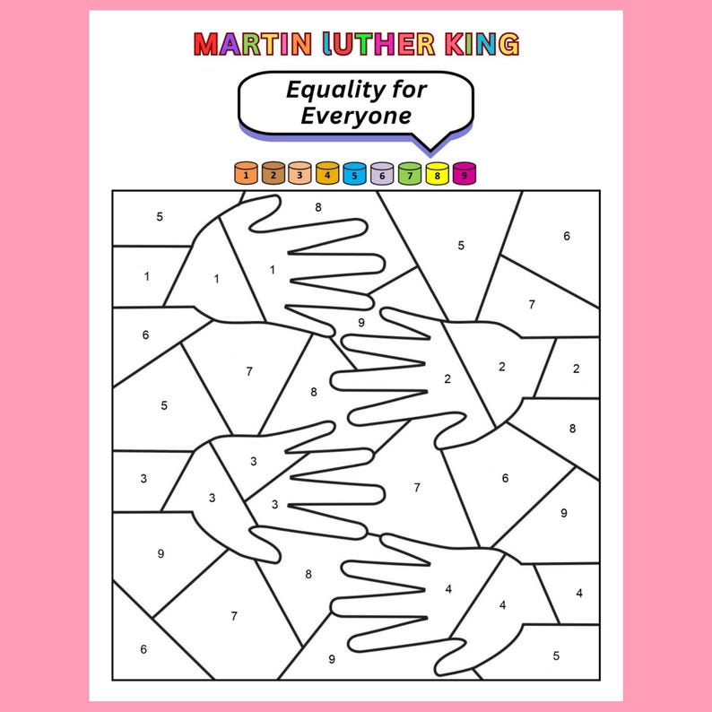 Martin Luther King Day Color by Numbers Pages, MLK Color by Number ...