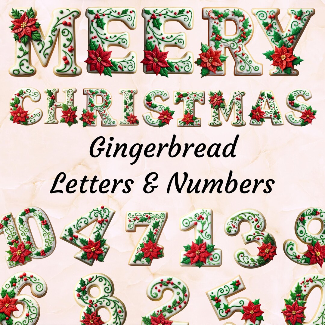 Gingerbread Letters and Numbers Family Clipart for Christmas ...