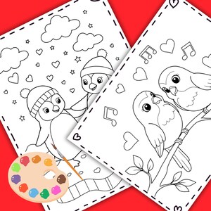 Printable Valentine's Day Forest Animals Coloring Pages, Valentines Day ...
