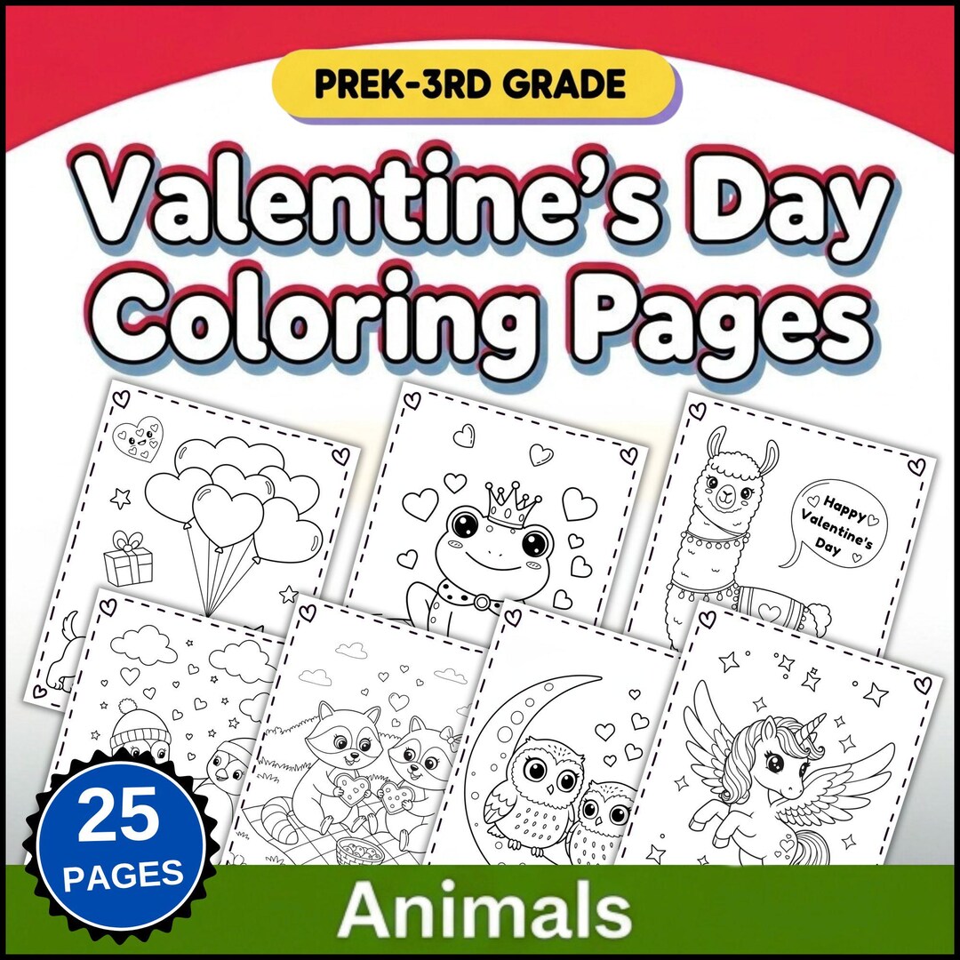 Valentine’s Day Animal Coloring Pages for Children | Student Gift ...