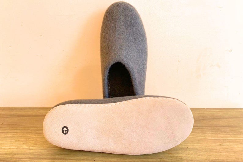Gray, Soft Wool Slipper for Indoor Spaces | Handmade Warm Felt Slippers ...