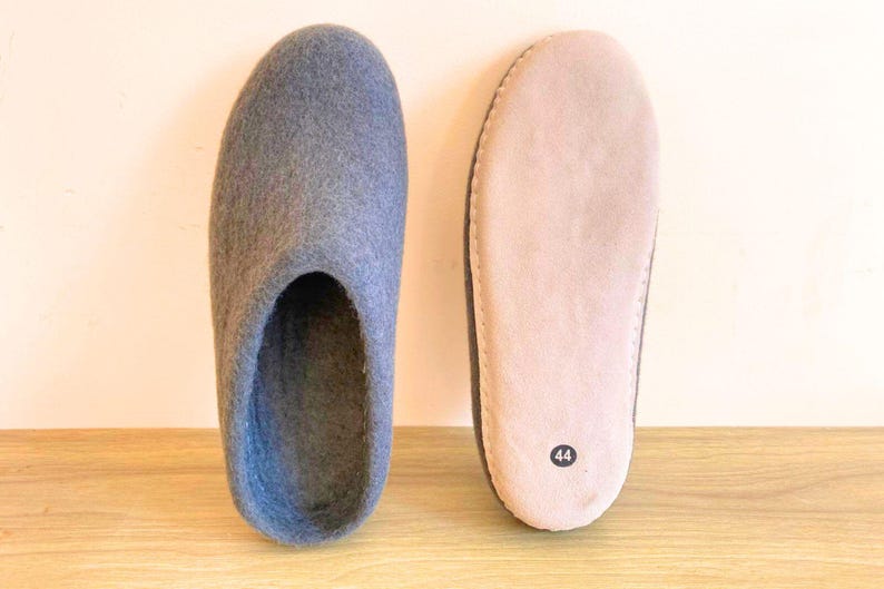 Gray, Soft Wool Slipper for Indoor Spaces | Handmade Warm Felt Slippers ...