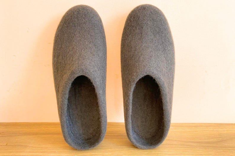 Gray, Soft Wool Slipper for Indoor Spaces | Handmade Warm Felt Slippers ...