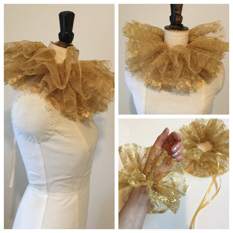 Gold Lace Neck Ruff Circus Clown Costume . - Etsy