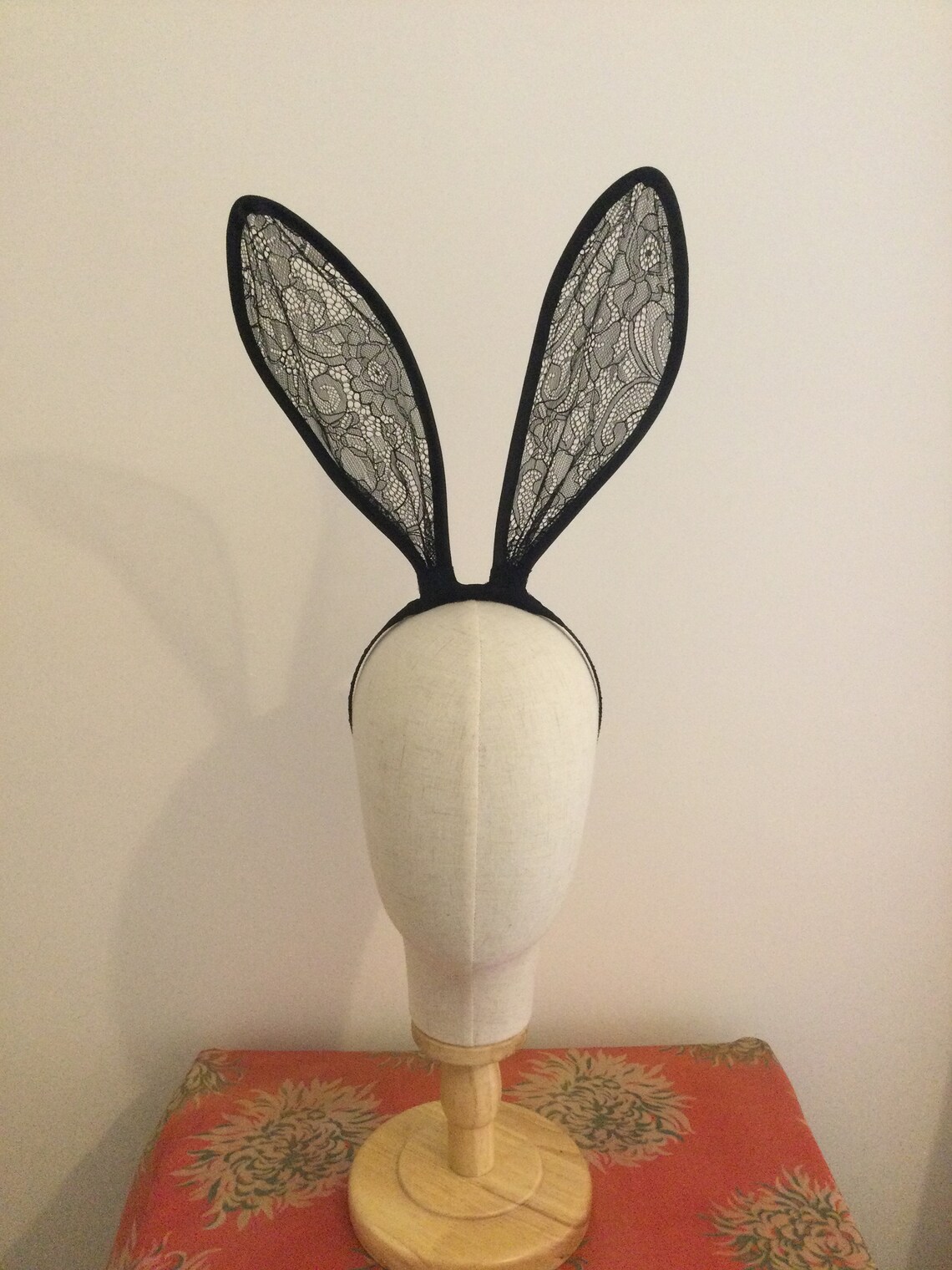 Lace bunny ears Headband Black lace bunny ears headband | Etsy