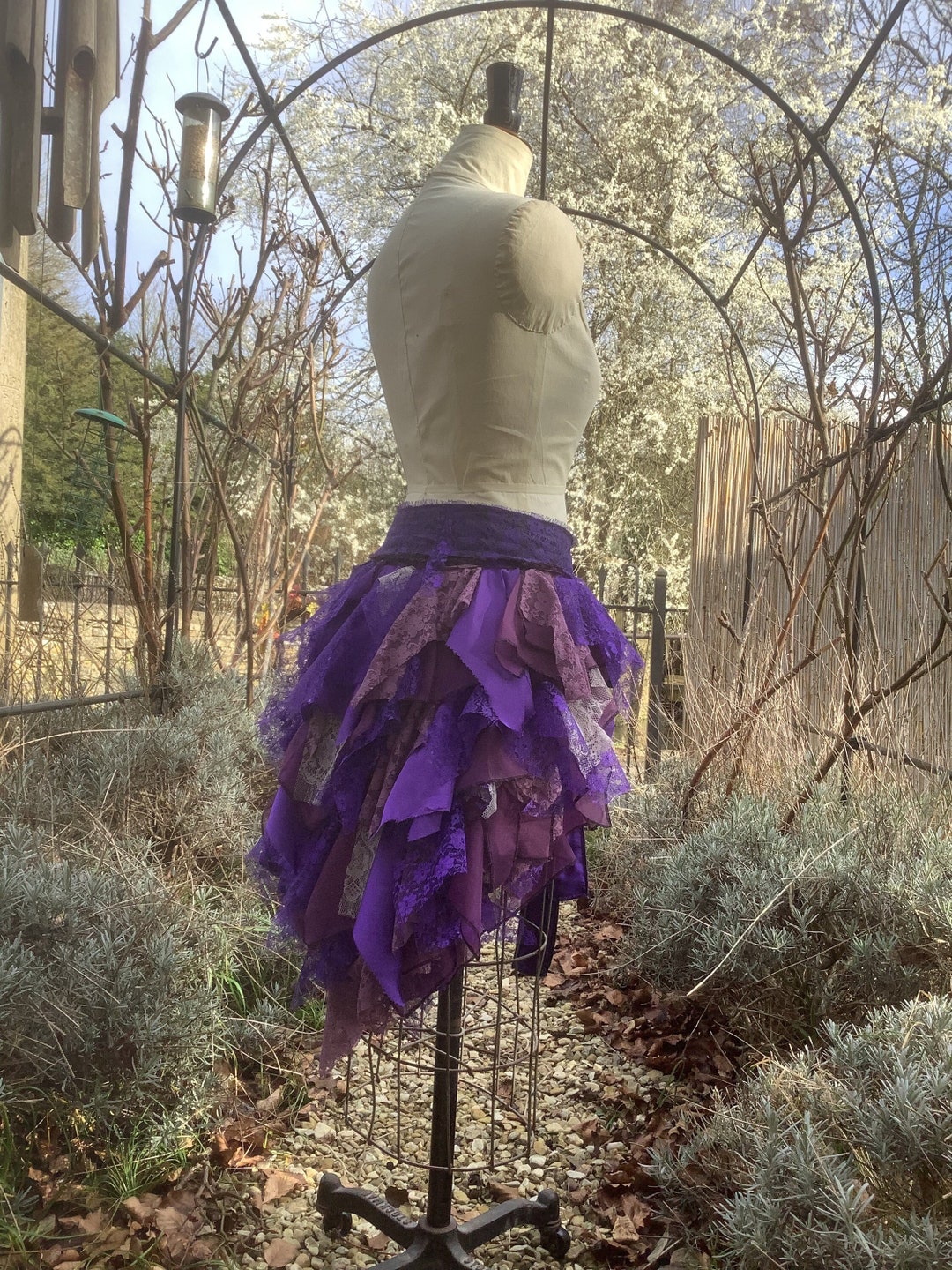 Purple Raw Edge Bustle Skirt, Festival, Alternative Wedding, Costume ...