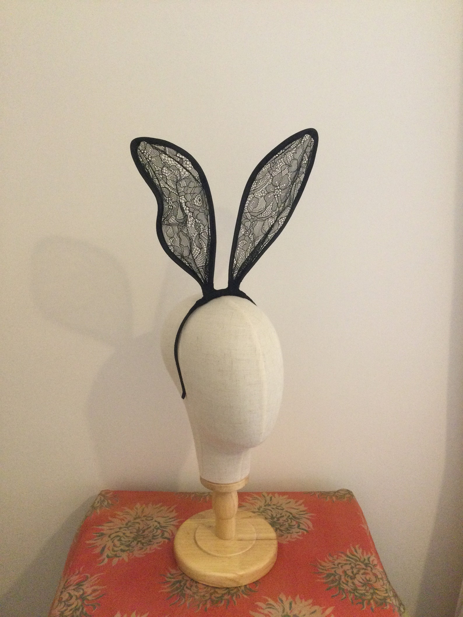 Lace bunny ears Headband Black lace bunny ears headband | Etsy