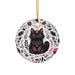 Whimsical Cat Ceramic Ornament, Black Cat Decor, Holiday Gift, Home ...