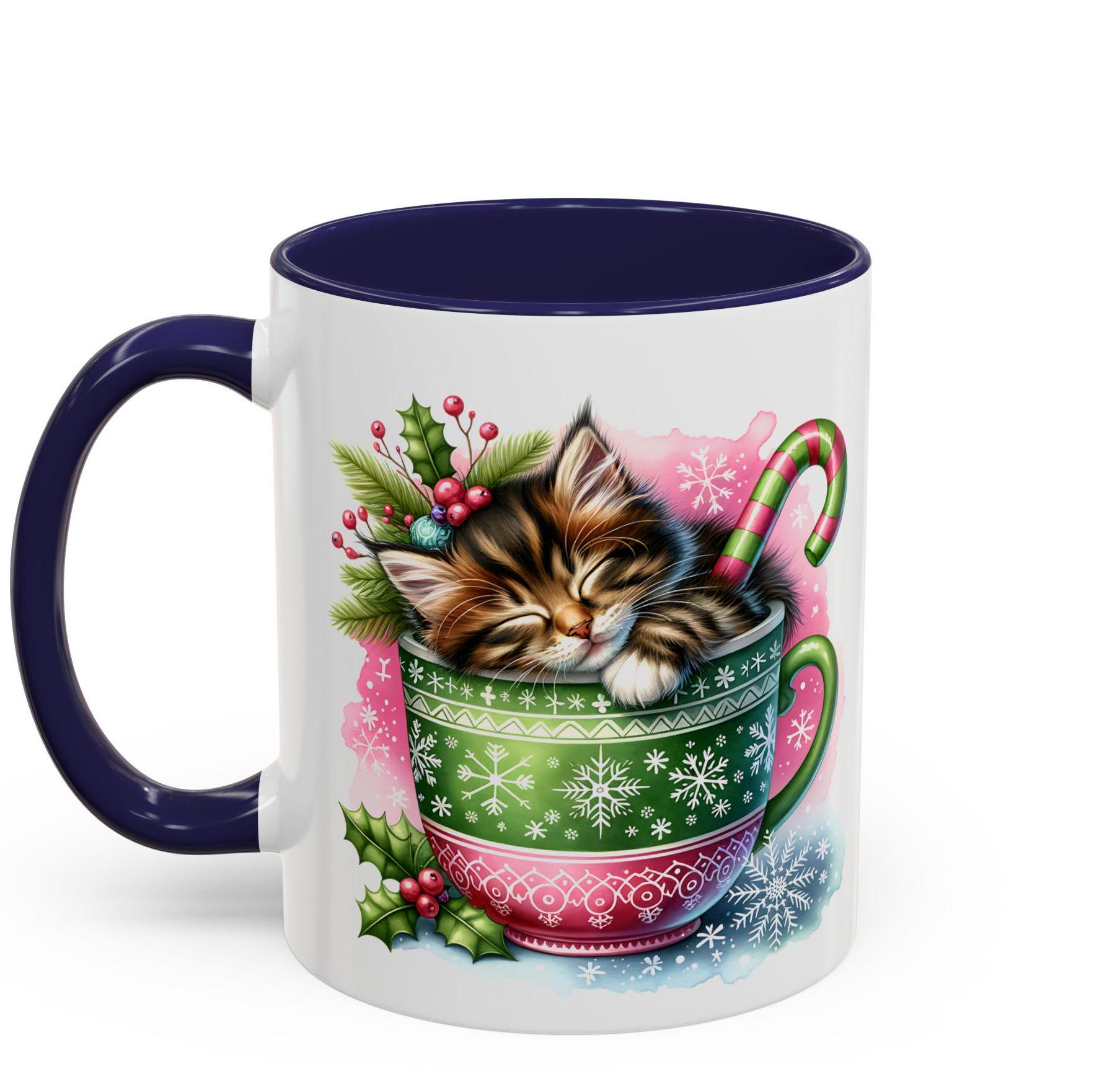 Cozy Cat Christmas Coffee Mug, Holiday Mug, Cute Mug for Cat Lovers ...