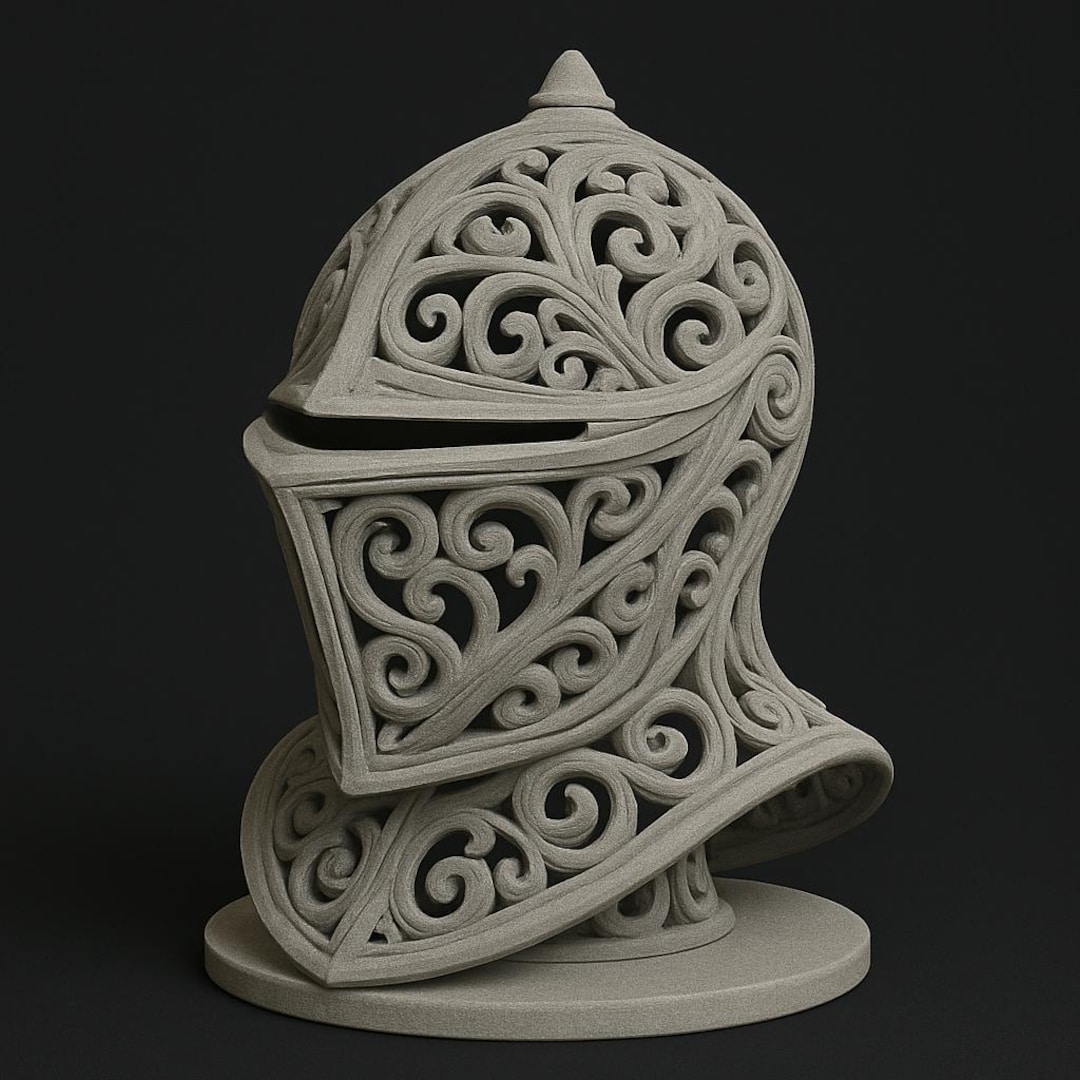 Ornate Knight Helmet STL | Filigree Medieval Armor Model | 3D Printable ...