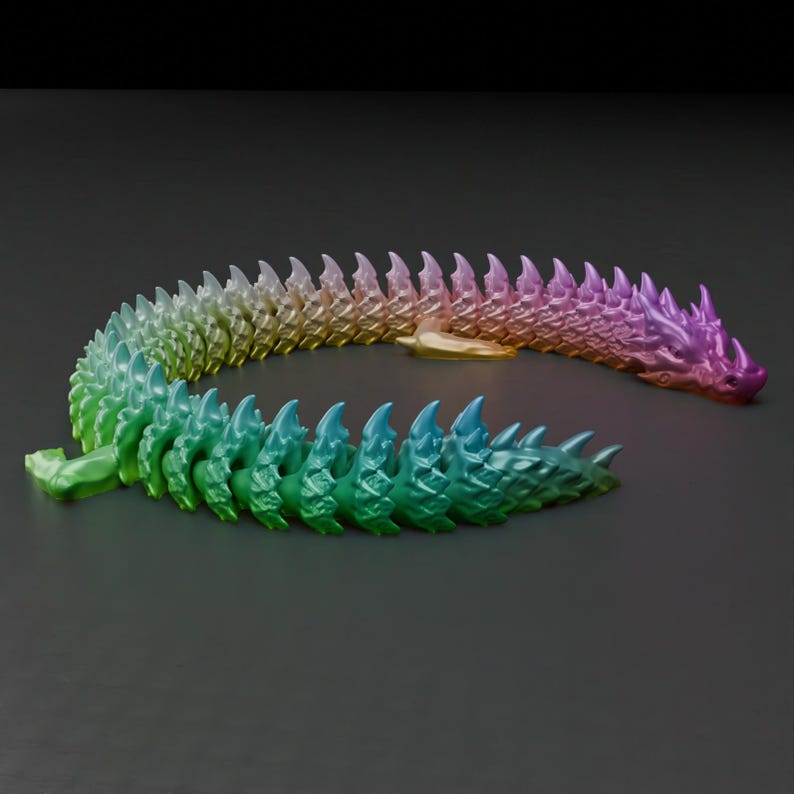 Articulated Dragon STL File | Rainbow 3D Print Model | Flexible Dragon ...