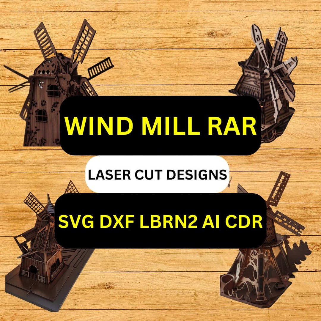 Water Mill Laser Cut Design | Digital SVG DXF LBRN2 RAR and Ai Files ...