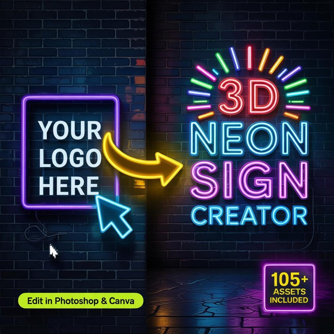 3D Neon Sign Creator Kit | Realistic Editable Neon Text, Logo AND Sign ...