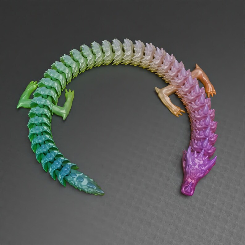 Articulated Dragon STL File | Rainbow 3D Print Model | Flexible Dragon ...