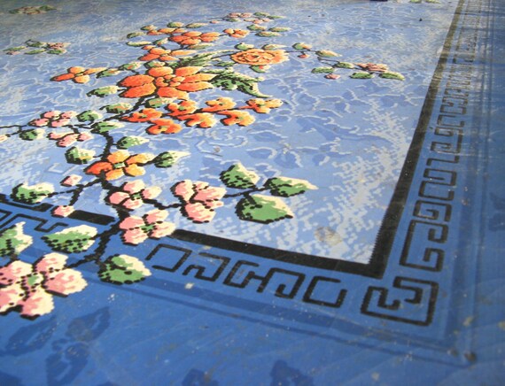 Items similar to Vintage Linoleum Rug 6x9 1920s on Etsy