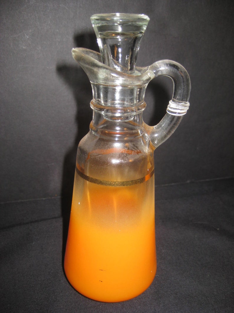 Pair of Mod Orange Blendo mini Cruets with Stoppers Frosted | Etsy