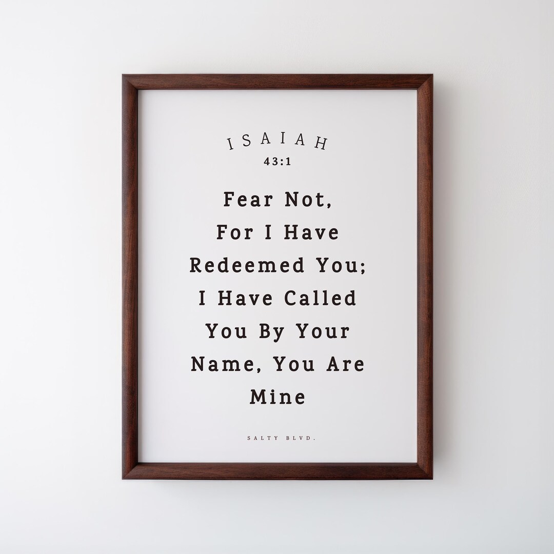 Isaiah 43:1, Bible Verse Wall Art Print, Aesthetic Christian Poster ...