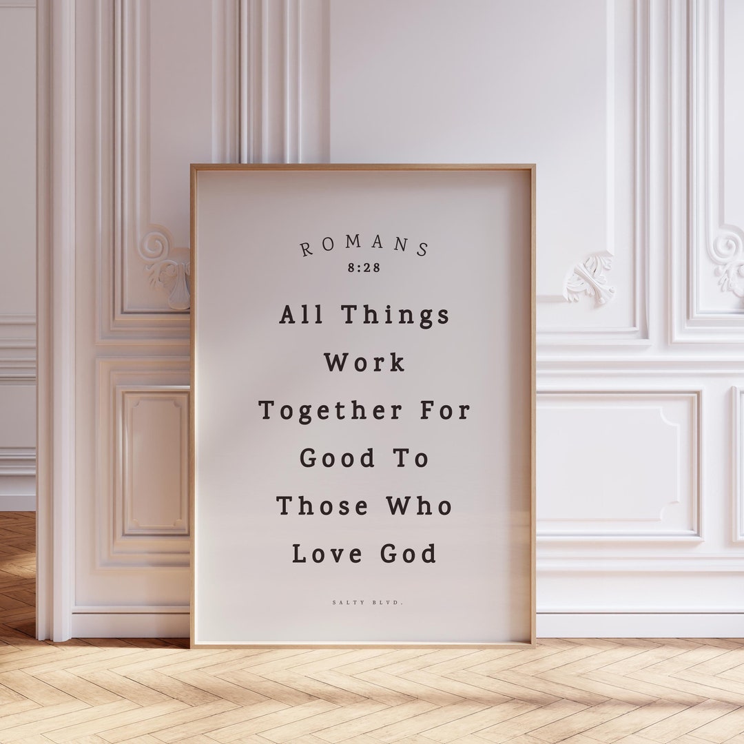 Romans 8:28 Wall Art, Aesthetic Bible Verse Print Christian Faith Wall ...