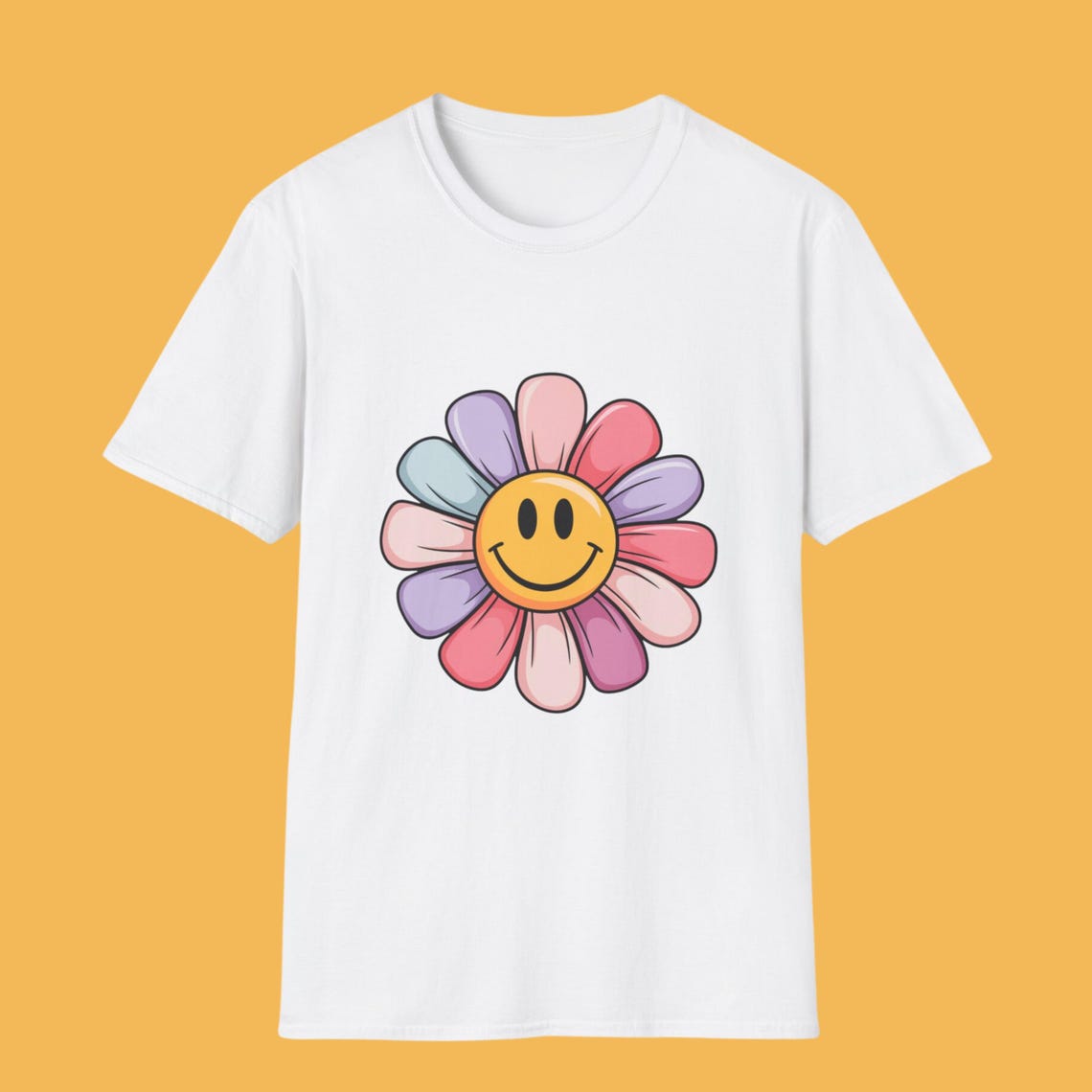Cute Smiley Face Flower Pastel,happy Face Flower Svg,daisy Svg,smileful ...