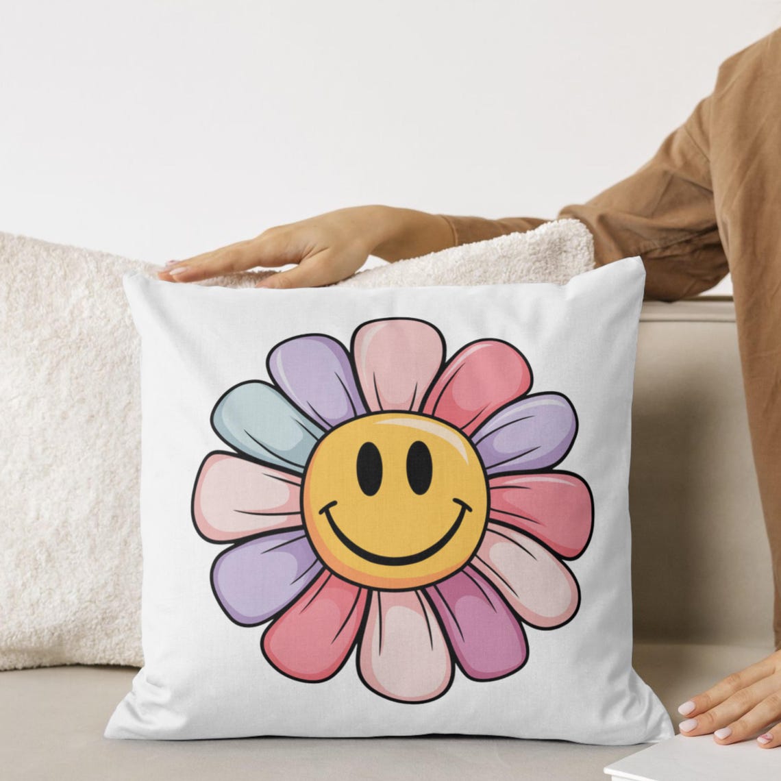 Cute Smiley Face Flower Pastel,happy Face Flower Svg,daisy Svg,smileful ...