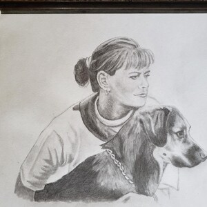 8x10 Custom Pet & Owner Portrait Memorial Sketch From Photo Pet Loss ...