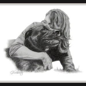 8x10 Custom Pet & Owner Portrait Memorial Sketch From Photo Pet Loss ...