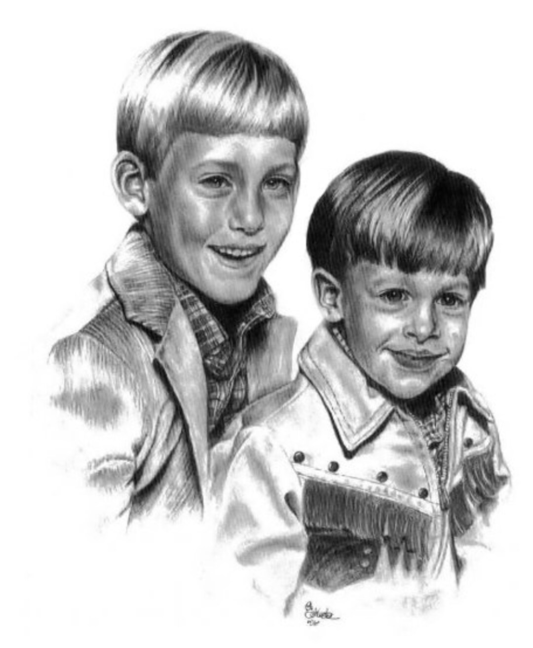 16x20" 2 Person Portrait Sketch of Loved One Custom Drawing Sketch From ...