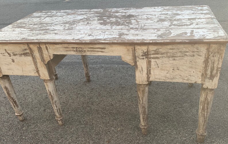 Antique Country Store Work Desk All Original White Paint 4 Drawers 32 ...